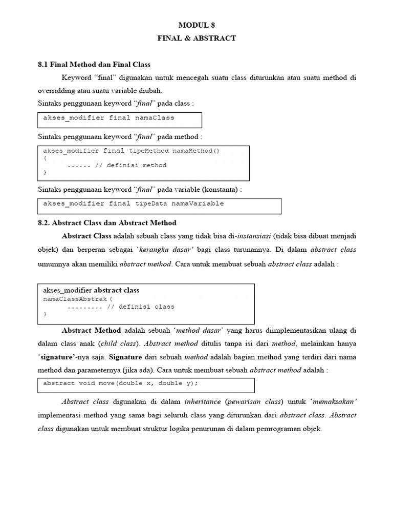 MODUL 8 Final dan Abstract | PDF