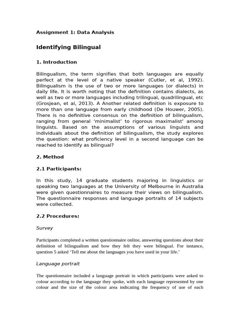 Jinchi Liu - Assignment 1 Data analysis | PDF | Multilingualism | Dialect