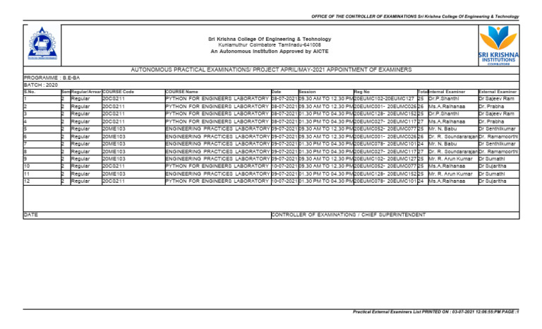 2020 MECH LAB SCHEDULE | PDF