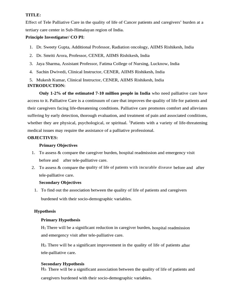 PROPOSAL FOR AASCC GRANT | PDF | Palliative Care | Caregiver