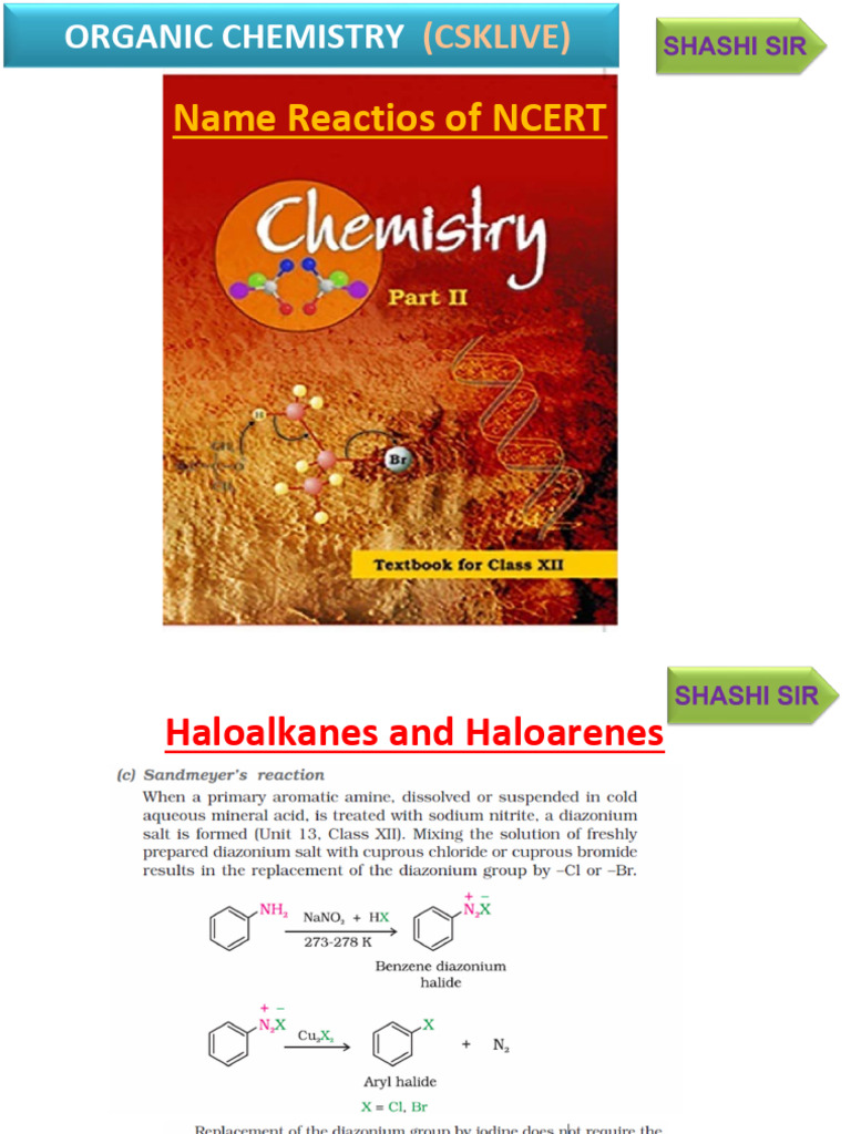 Name Reactions of NCERT @JEEAdvanced - 2024 | PDF