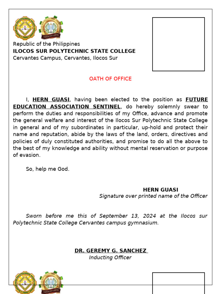 Oath of Office for Education Association | PDF