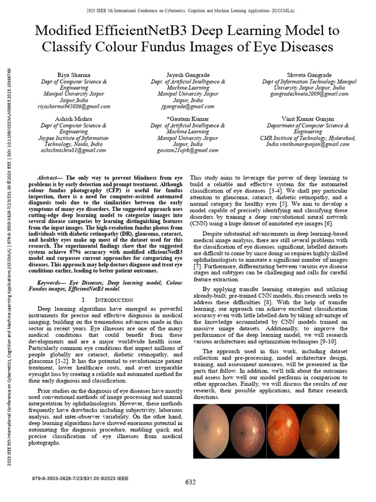 Modified Efficientnetb3 Deep Learning Model To Classify Colour Fundus