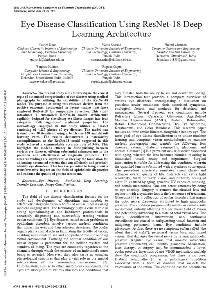 Eye Disease Detection with ResNet-18 | PDF | Artificial Neural Network | Deep Learning