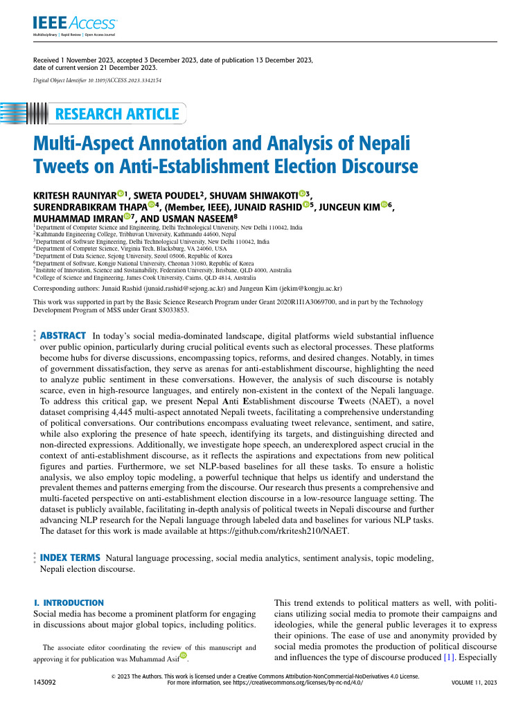 Multiaspect Classification Nepali | PDF | Annotation | Social Media
