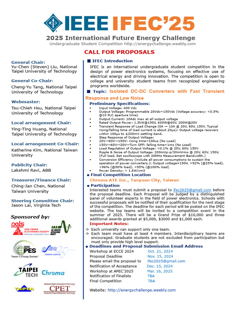 IFEC-2025-call For Proposals 20240906 v4 | PDF | Electricity | Electrical Engineering