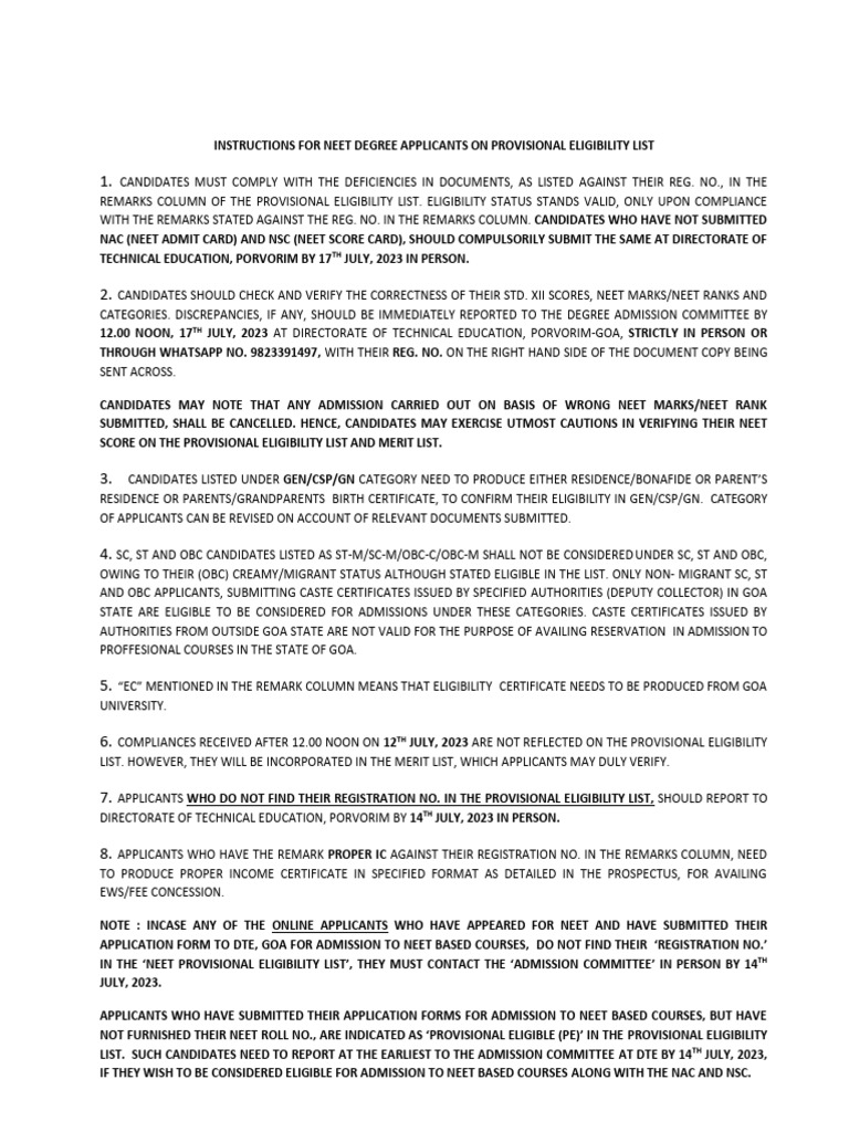 Neetelig 2023 | PDF | Educational Stages | Vocational Education