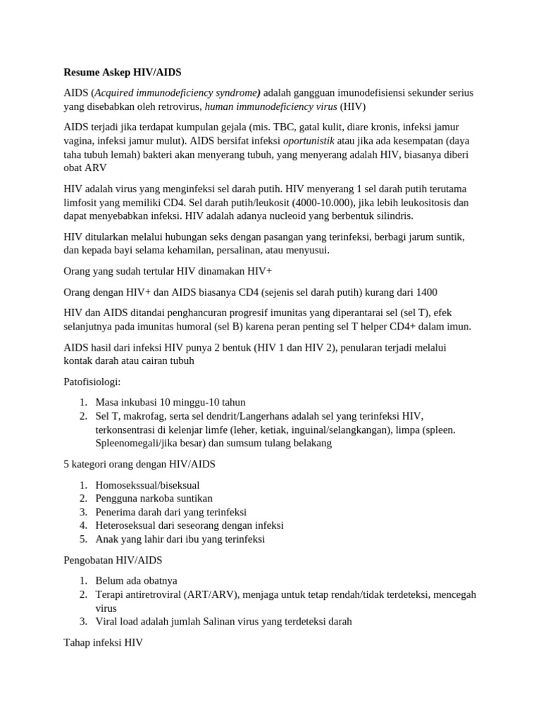 Panduan Askep HIV/AIDS Komprehensif | PDF
