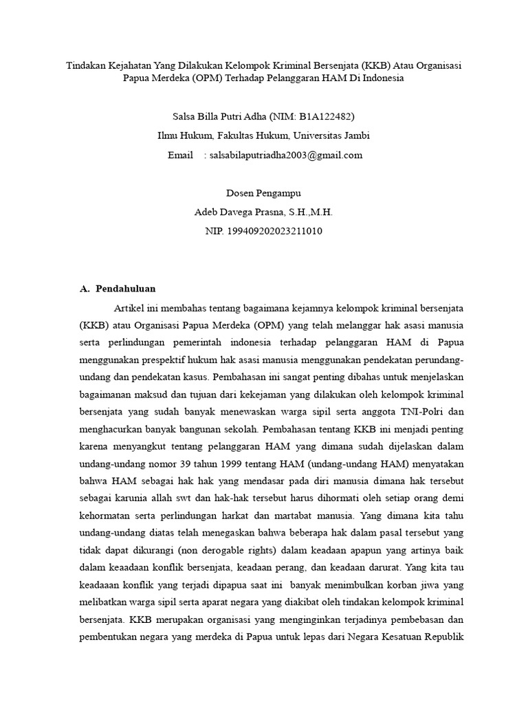 Salsa Billa Putri Adha B1A122482 (UAS HAM) | PDF