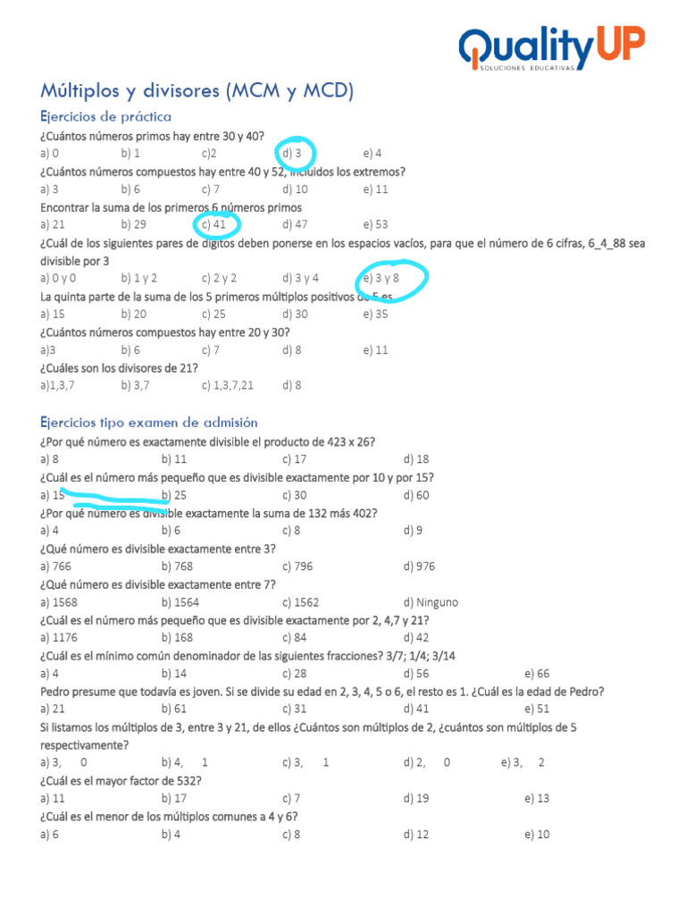 N17. Múltiplos y Divisores - Deber | PDF | División (Matemáticas) | Aritmética