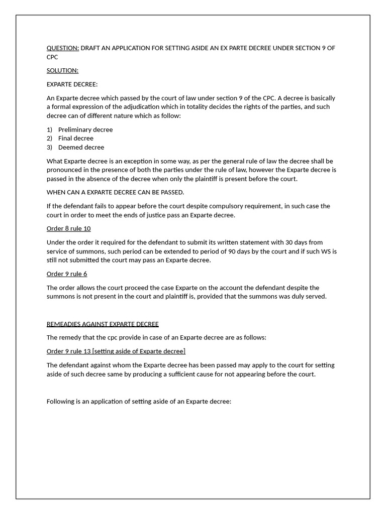 CPC Draft Exparte Order | PDF