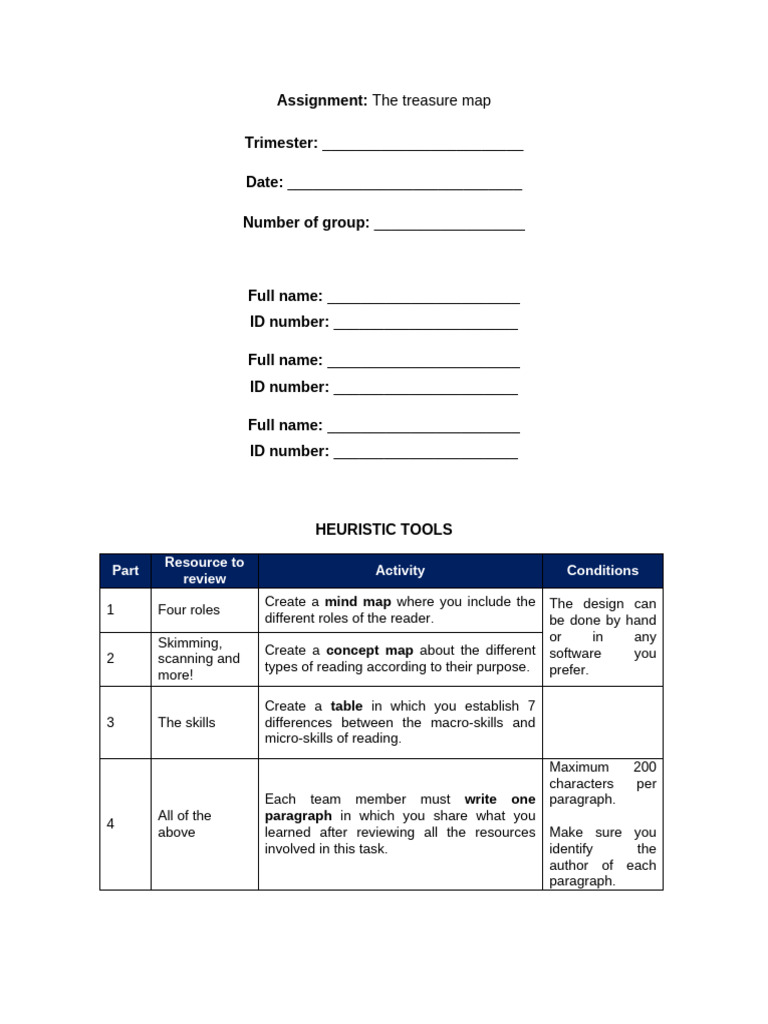 Assignment - The Treasure Map | PDF
