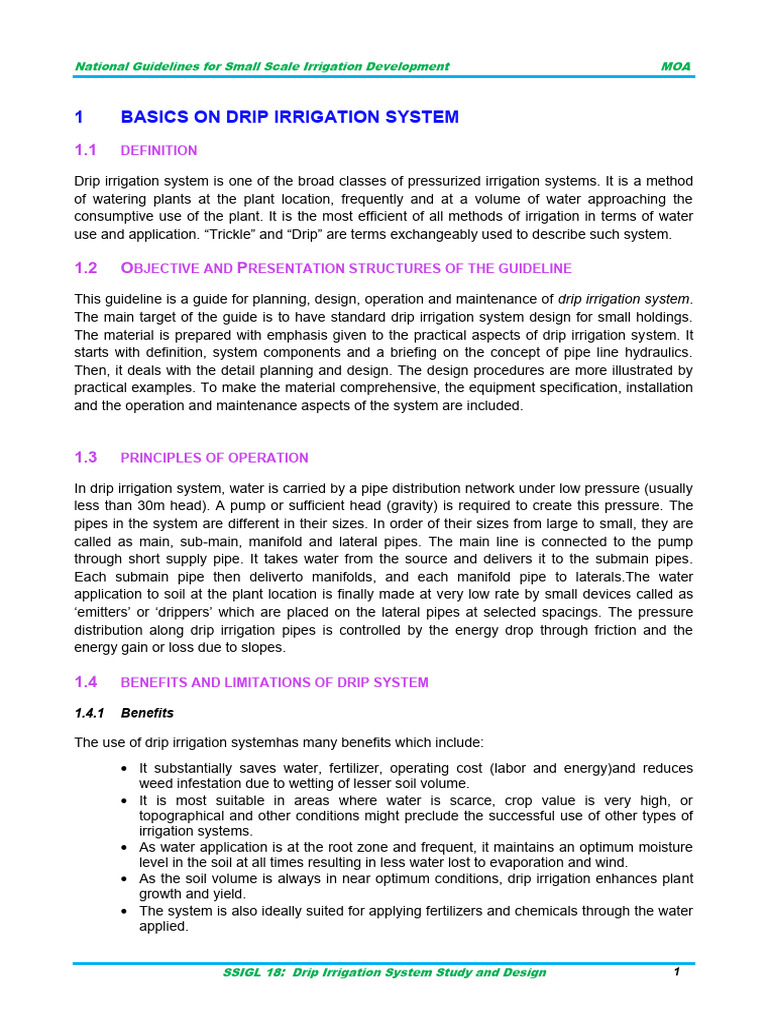 Drip Irrigation System Guidelines | PDF | Irrigation | Filtration