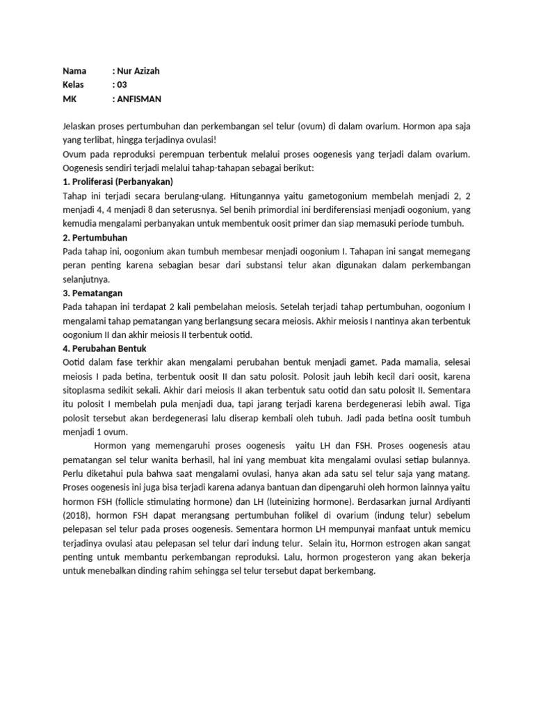 Perkembangan Sel Telur Di Dalam Ovarium | PDF