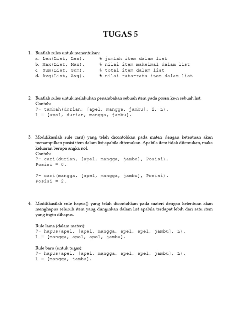 Tugas 5 Struktur List | PDF