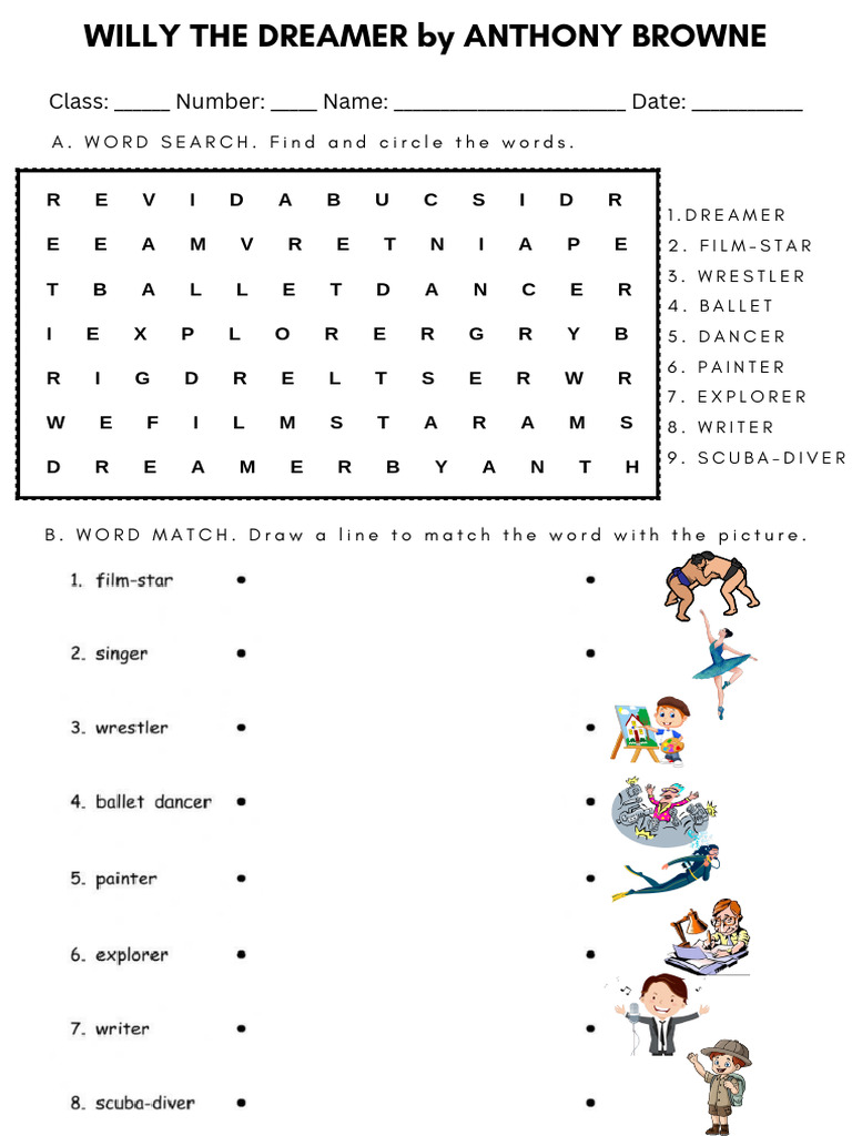Willy the Dreamer Activity Worksheet | PDF
