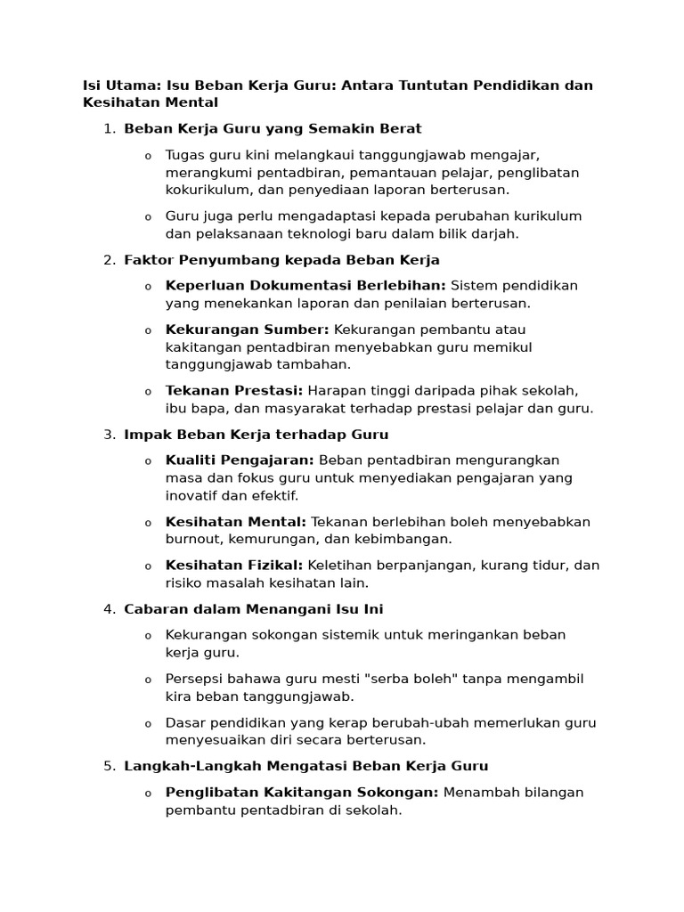 Isi Utama Beban Guru Dalam Tugasan Pengkeranian | PDF