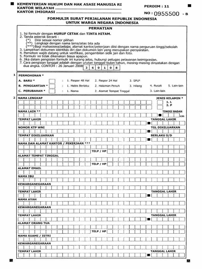 Form Pembuatan Penggantian Paspor-1 | PDF