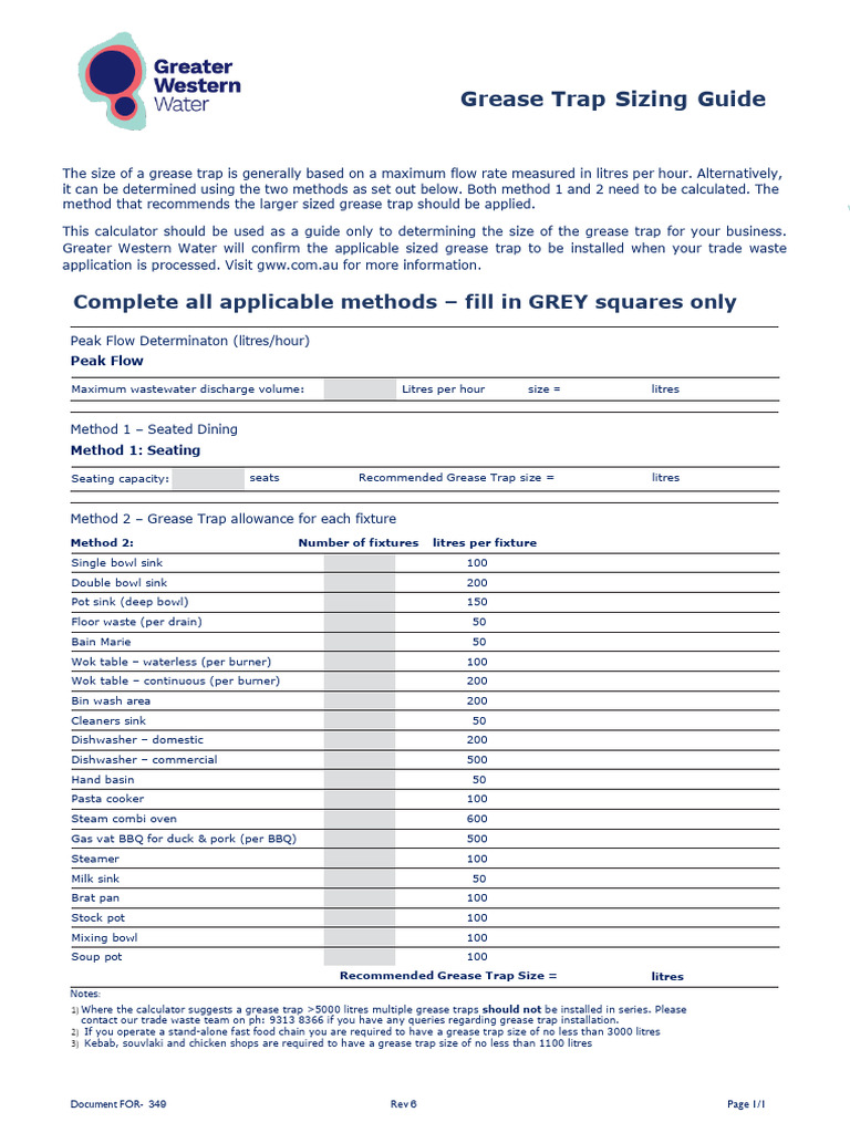 Grease Trap Calculator 0 | PDF | Sink