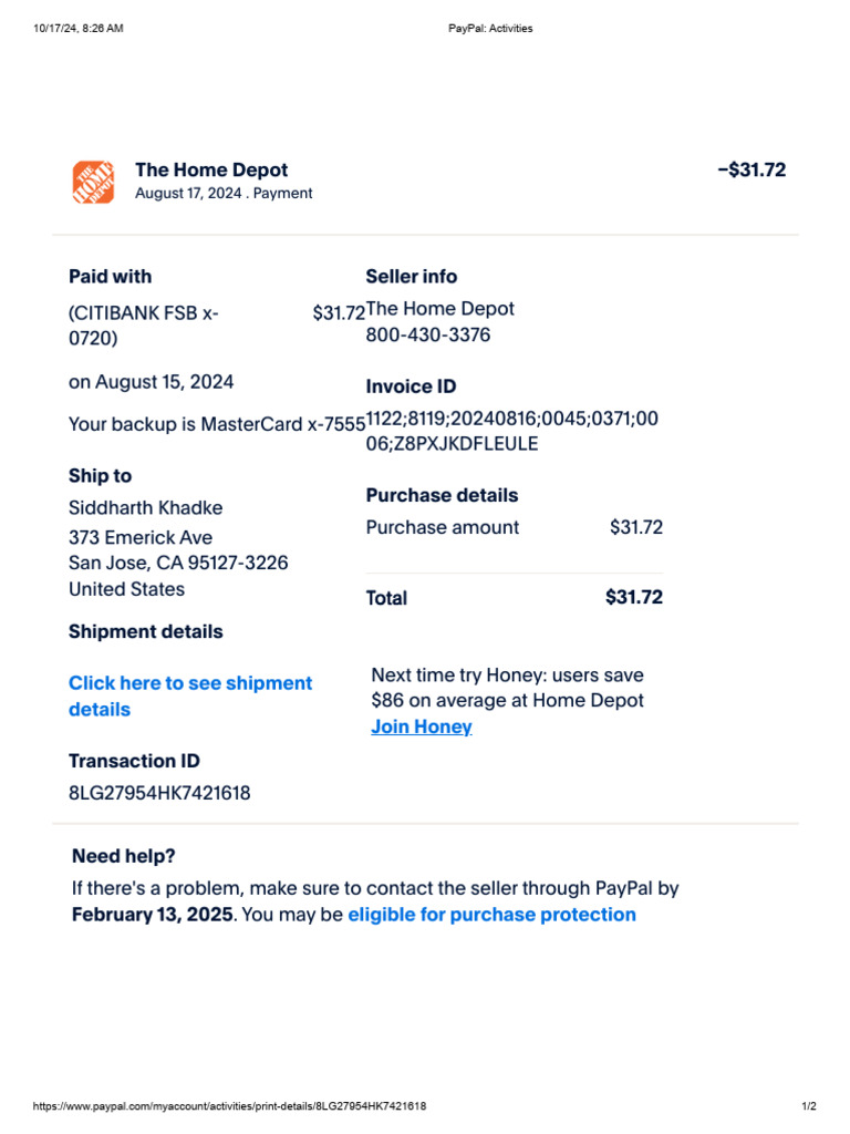 Shelf Order Receipt | PDF