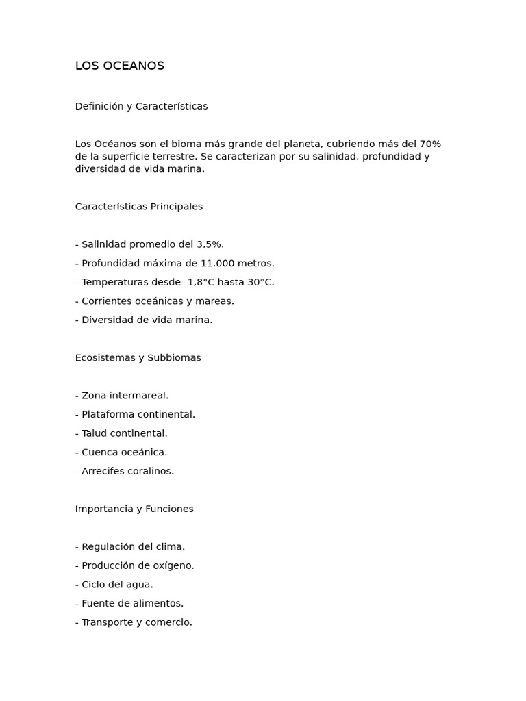 Características e Importancia de los Océanos | PDF