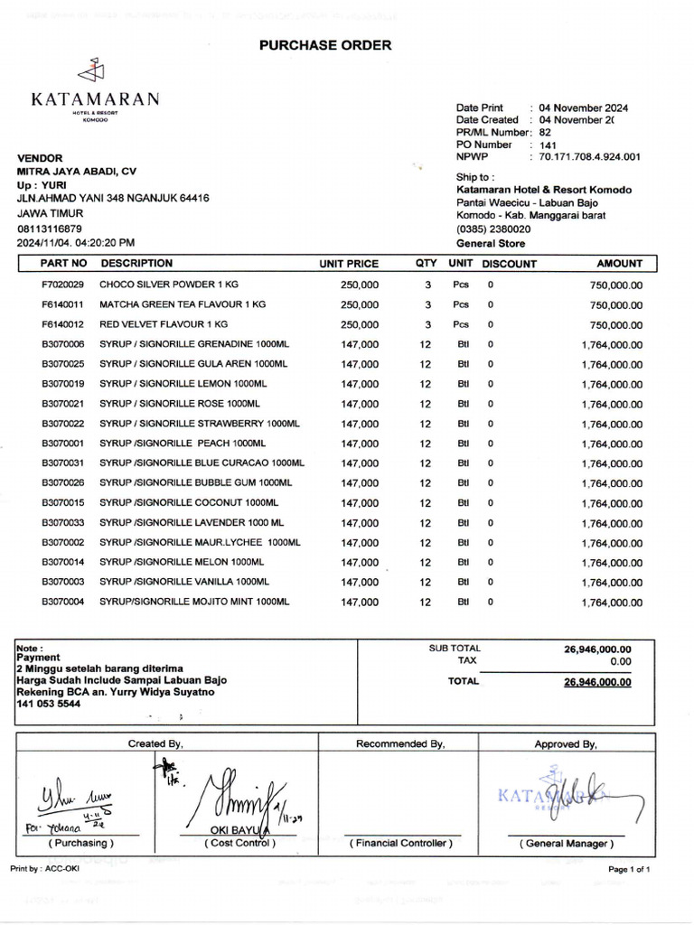PO CV Mitra Jaya Abadi | PDF