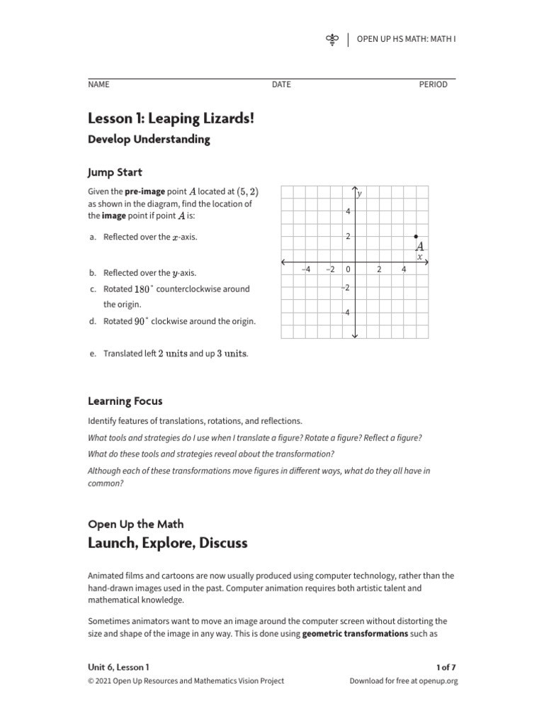 Unit 6 Lessons AIM-1 | PDF | Rectangle | Shape