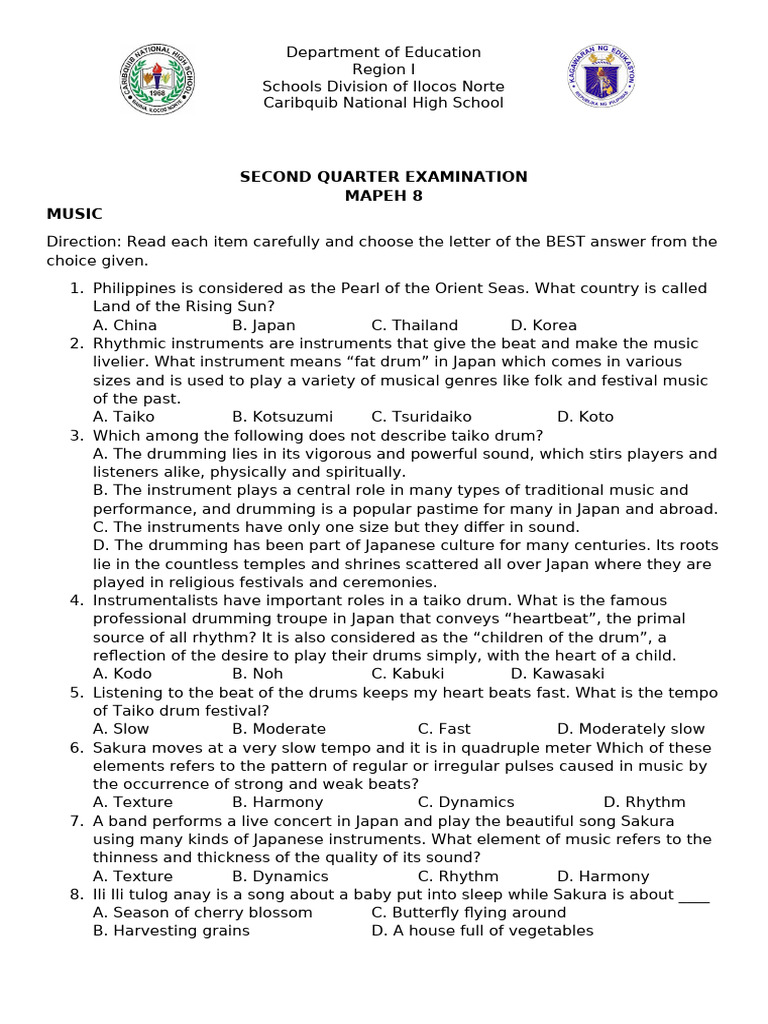 MAPEH-8-Exam | PDF | Musical Instruments | Pregnancy