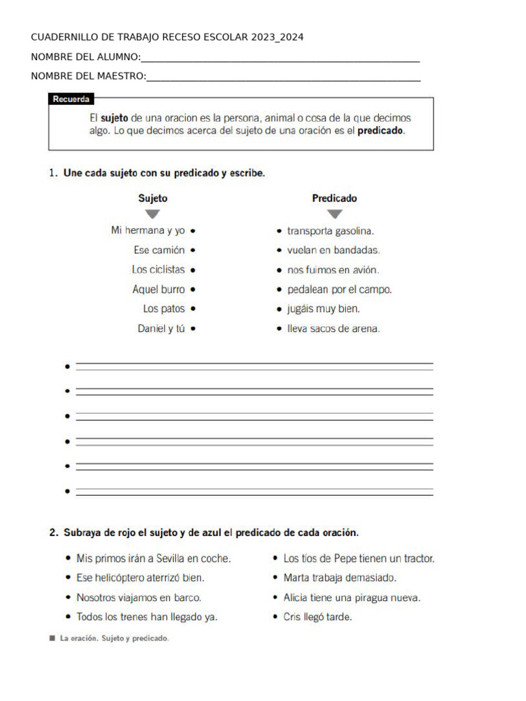 Cuadernillo de Trabajo Receso Escolar 2023 | PDF