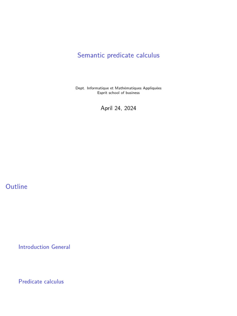 Semantic Predicate Calculus | PDF | First Order Logic | Logic
