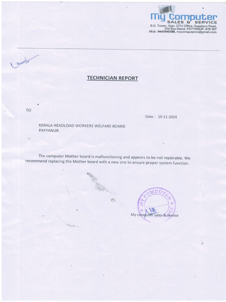 Technician Report | PDF