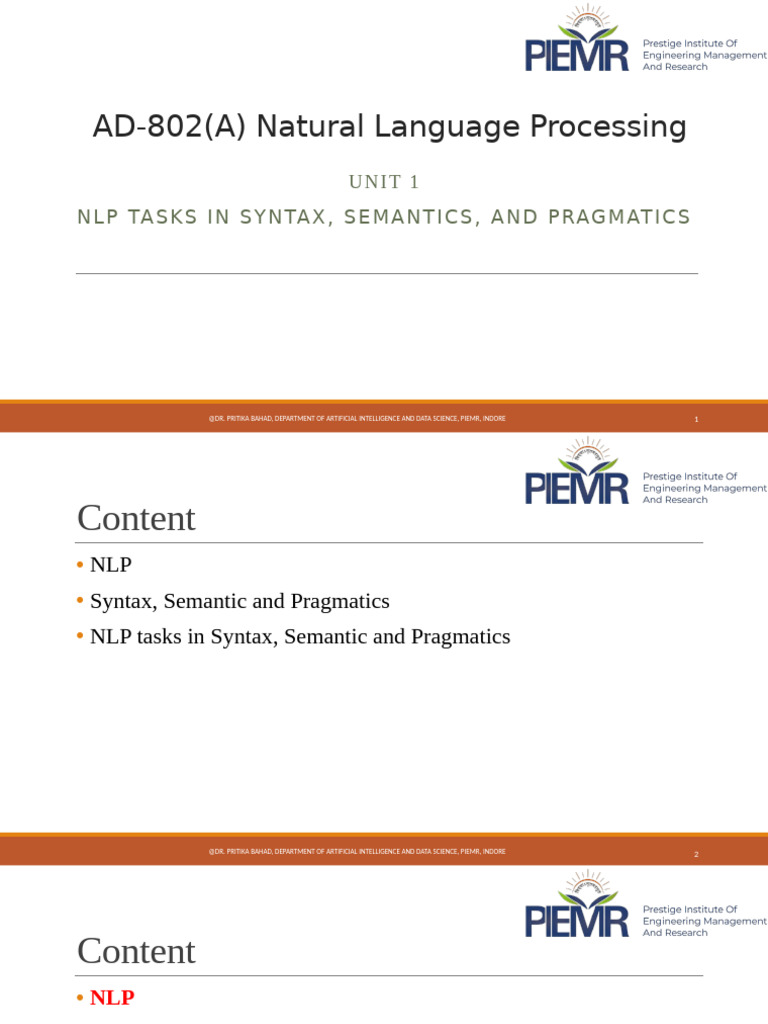 NLP U1 Lect2 NLP Tasks in Syntax | PDF | Semantics | Syntax