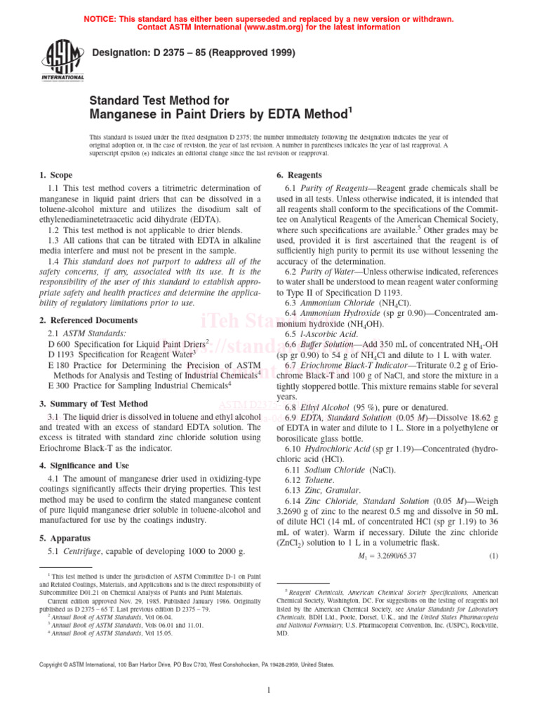 Astm D2375 85 1999 Pdf Titration Chemistry