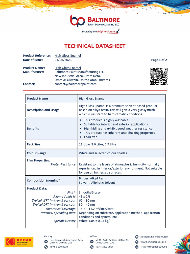 TDS-High-Gloss-Enamel | PDF | Paint | Materials