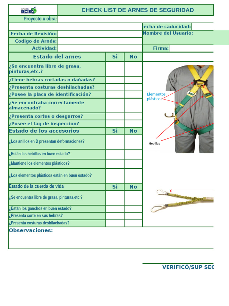 Checklist de Inspección de Arnés de Seguridad | PDF