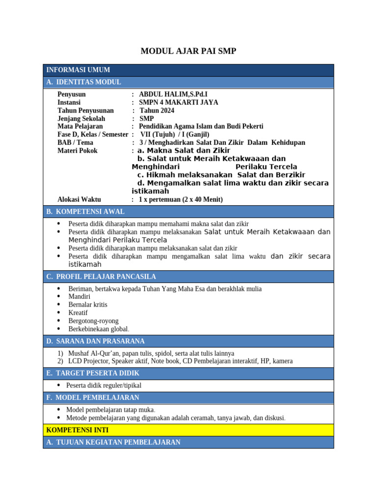 Modul Ajar Observasi Abdul Halim | PDF