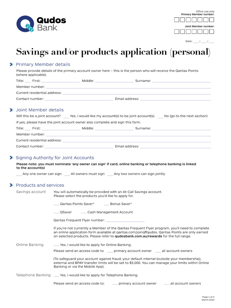 Qantas Points Savings Account Application | PDF | Cheque | Transaction ...