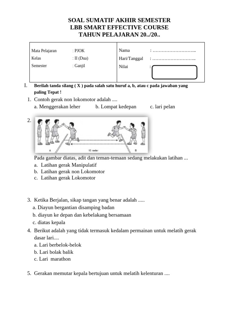 Soal PAS PJOK Kelas 2 | PDF