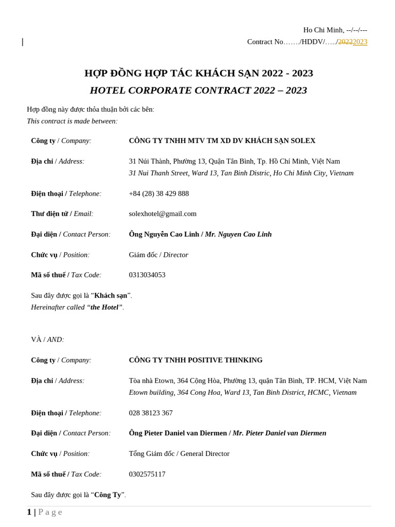 23-CTR-003 - Contract of Solex | PDF