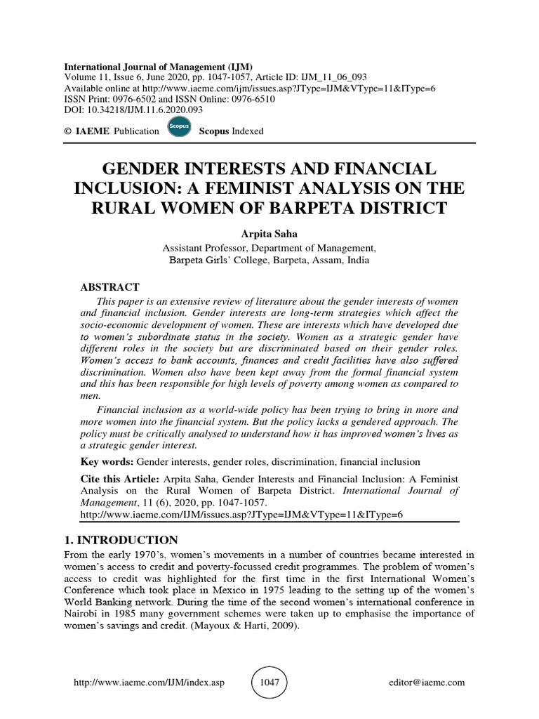 Gender Interests and Financial Inclusion | PDF | Financial Inclusion ...