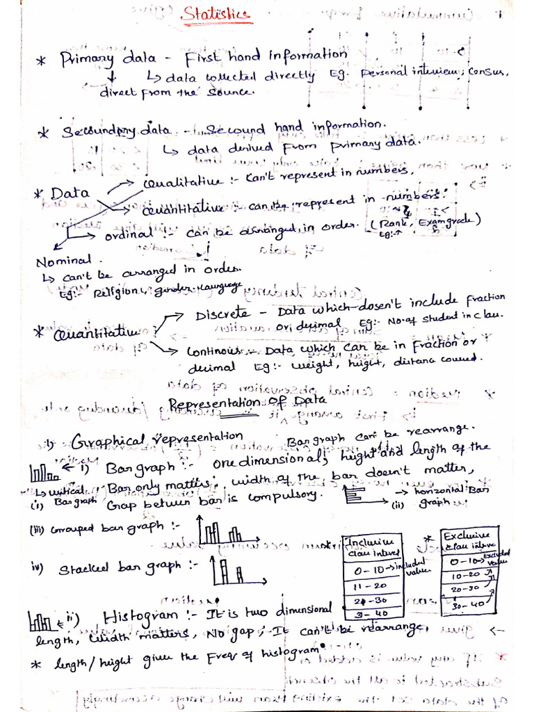 Statistics Written Notes | PDF
