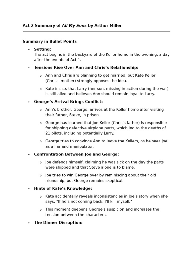 All My Sons Act 2 | PDF