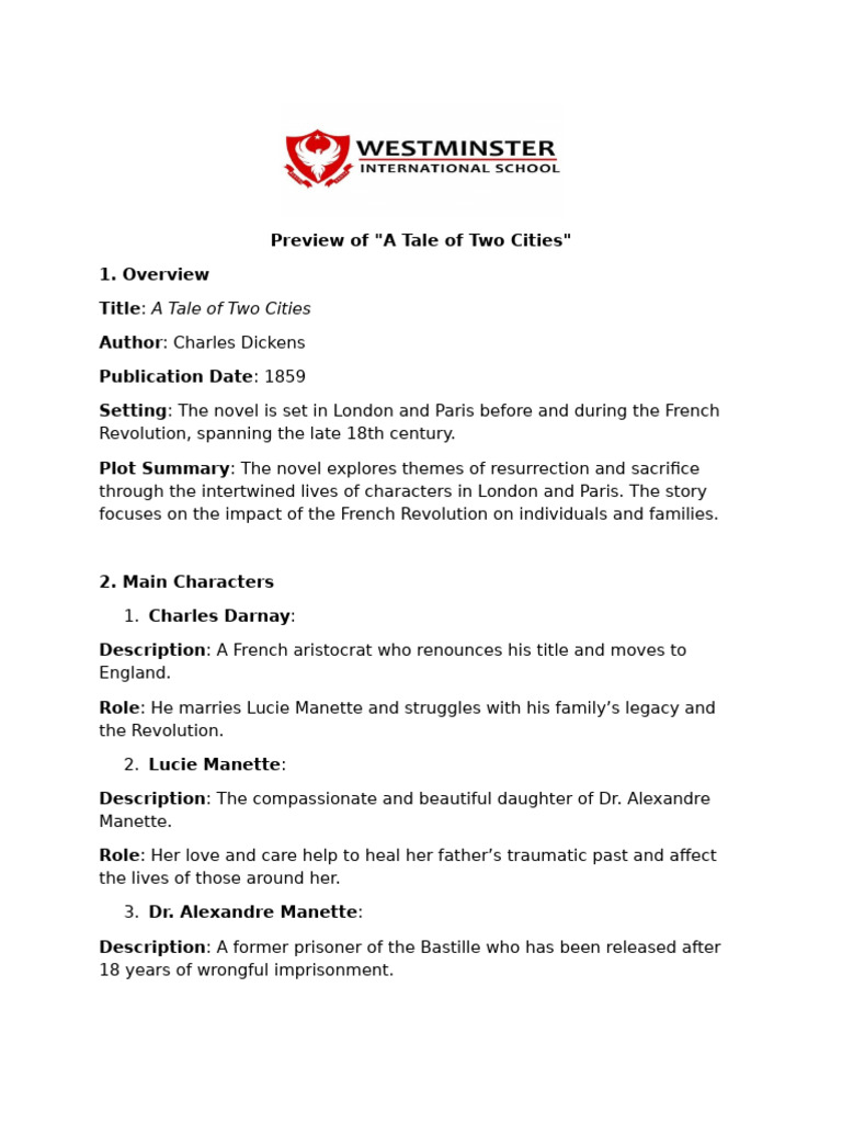 A Tale of Two Cities 1 | PDF | A Tale Of Two Cities | Books About The ...