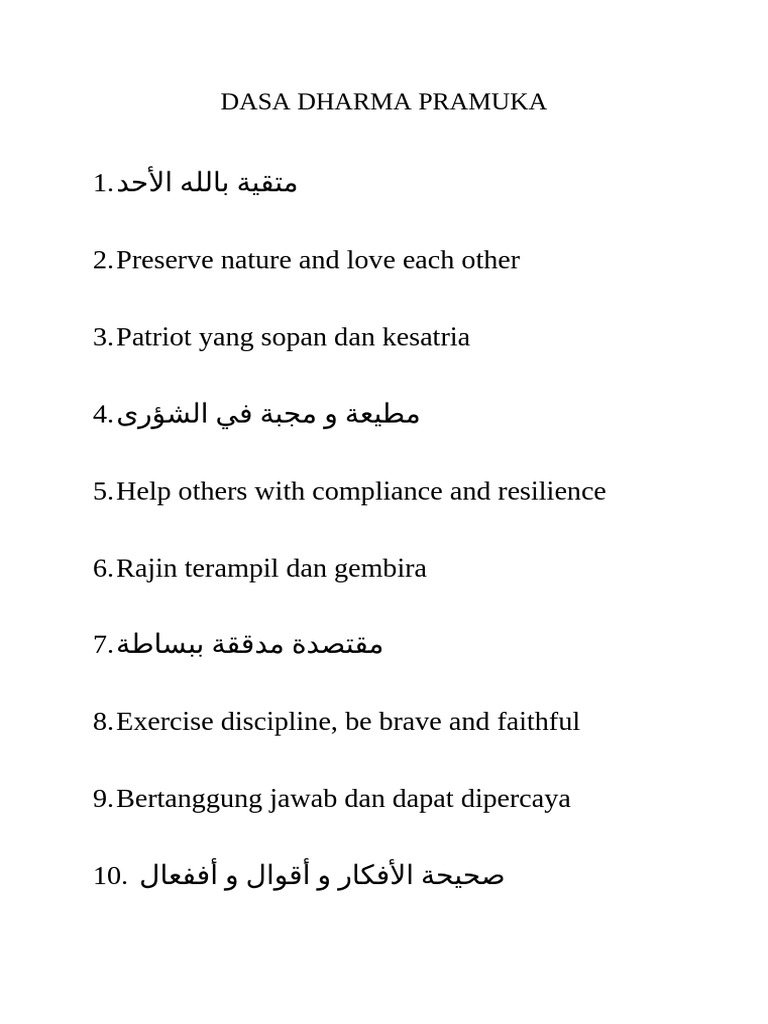 Dasa Dharma Pramuka 3 Bahasa Teks MC Api Unggun | PDF