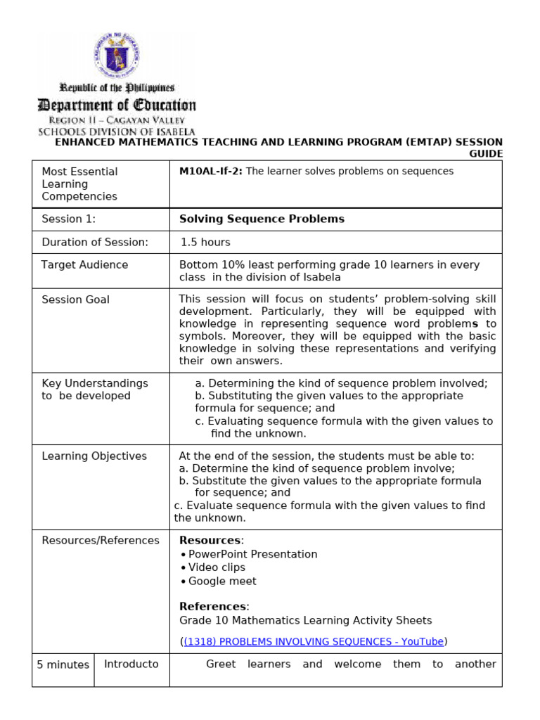 Grade 10 Session Guide 1 | PDF | Learning | Cognition