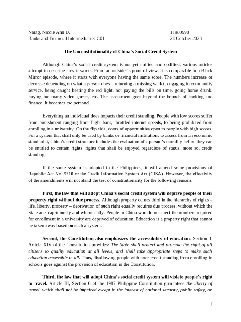China's Credit System | PDF | Freedom Of Movement | Government