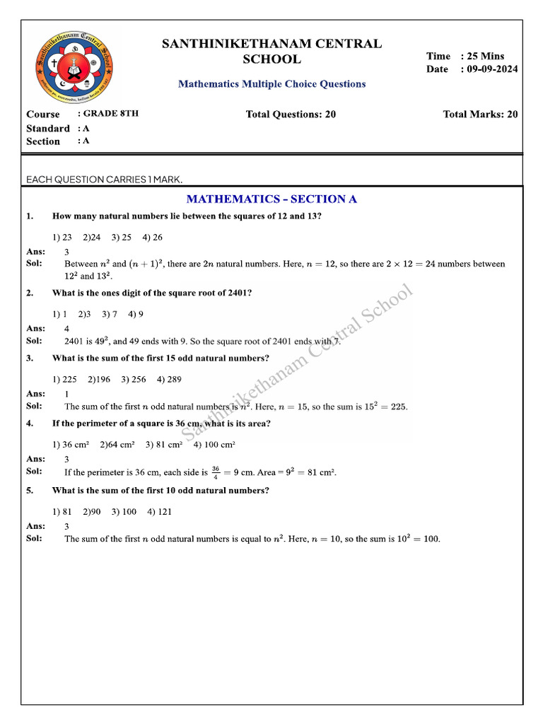 Class 8 Maths 1 Solutions | PDF