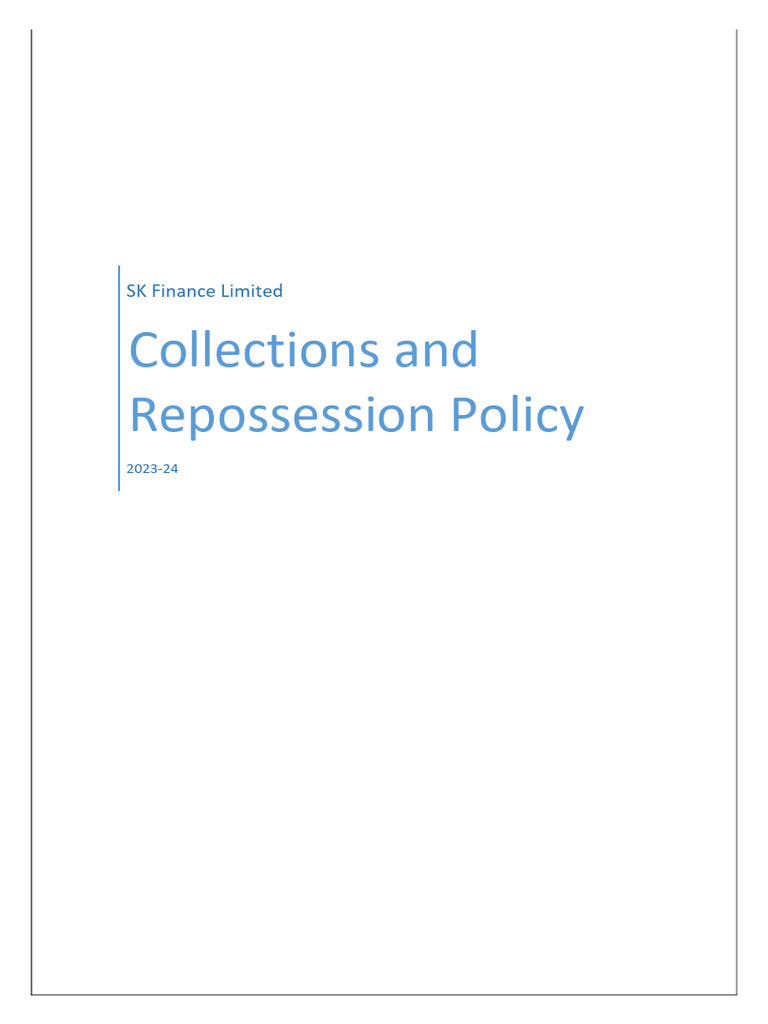 Collections and Repossession Policy 2023 24 8f2a1da2db | PDF | Loans ...