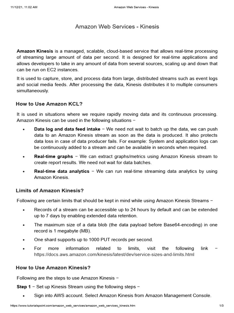 21.Amazon Web Services - Kinesis | PDF | Information Technology | Information Technology Management