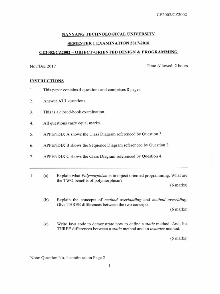 CE2002 CZ2002 2017-2018 Semester 1 | PDF